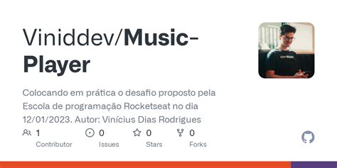 GitHub Viniddev Music Player Colocando em prática o desafio proposto pela Escola de