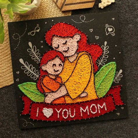 Buy Handmade String Art I Love You Mom Mdf Decorative Plaque For