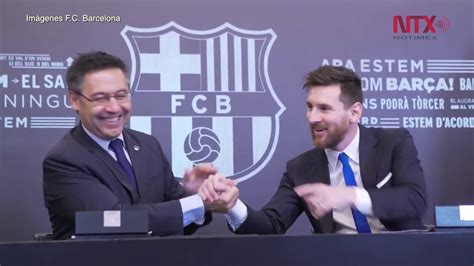 Lionel Messi Firma Nuevo Contrato Con Fc Barcelona Youtube