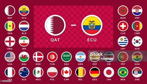 두 팀 템플릿 간의 비교 국기의 둥근 아이콘의 집합입니다 스포츠 게임 대회 참가자 인포그래픽 포스터 발표 게임 벡터 일러스트 레이 션 벡터에 대한 스톡 벡터 아트 및 기타