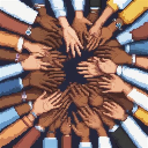 Pixel Art Depicting Unity As A Group Forms A Circle With Hands Joined