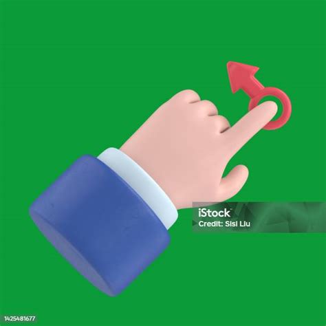 그린 스크린 Mockuptouchscreen 제스처 라인 아이콘3d 일러스트 레이 션 손 터치 버튼 오른쪽 스 와이프 만화 캐릭터 손 푸티지 및 클리핑 경로에 대한 그린