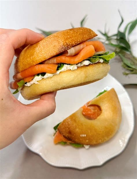 훈제연어샌드위치 만들기 연어베이글 대파크림치즈 훈제연어요리 네이버 블로그