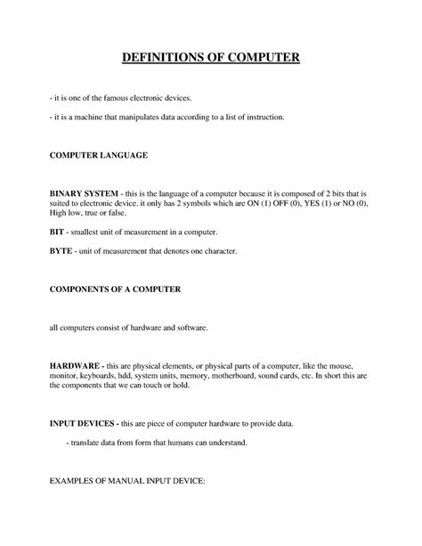 Computer Components DEFINITIONS OF COMPUTER It Is One Of The Famous Electronic Devices It Is