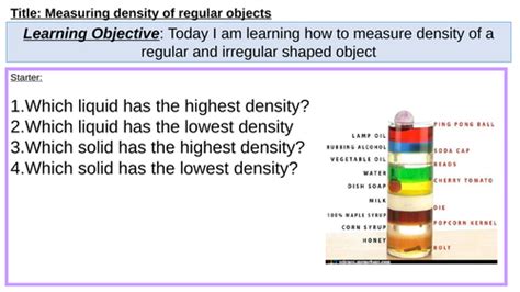 Ks4 Density Required Practical Teaching Resources