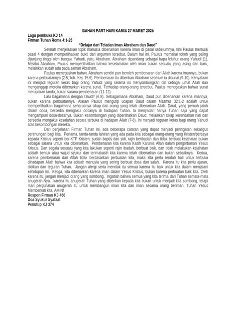 Renungan Belajar Dari Teladan Iman Abraham Dan Daud Pdf