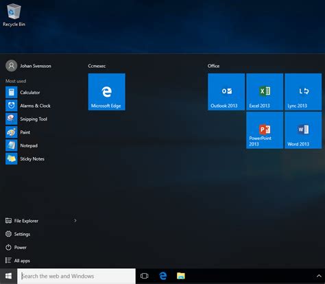 customizing the windows 10 start menu and add ie shortcut during osd ccmexec enterprise