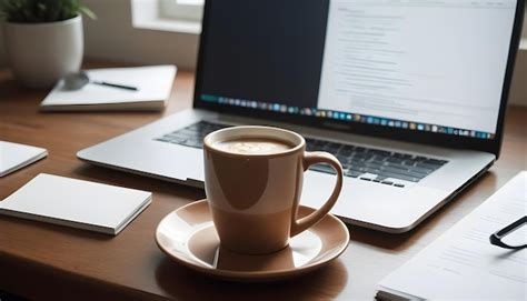 Premium Photo Laptop And Coffee Mug In A Modern Office Setting