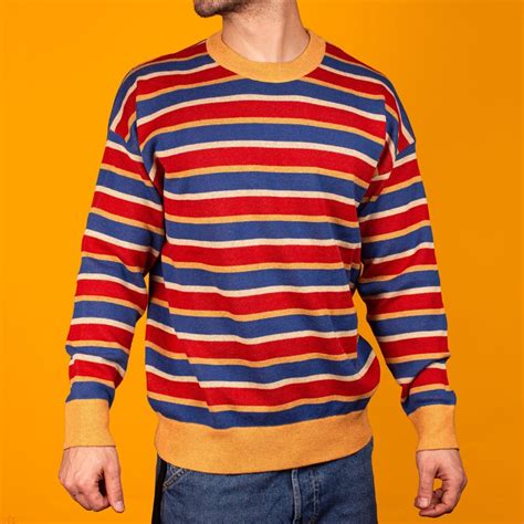 Striped 80s Shirt Women Etsy