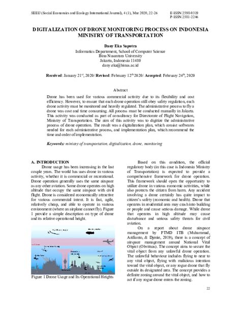 Pdf Digitalization Of Drone Monitoring Process On Indonesia Ministry
