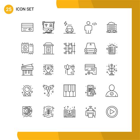 25 User Interface Line Pack Of Modern Signs And Symbols Of Markup Code