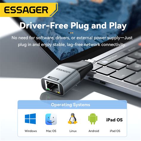 Essager Type C To Ethernet Adapter 100 1000mbps Gigabit High Speed Rj45 To Type C Adapter For