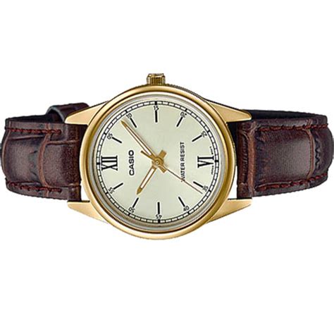Đồng Hồ Nữ Casio Ltp V005gl 9b Dây Da Màu Nâu Viền Mặt Mạ Vàng