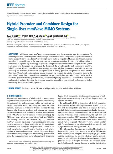 Pdf Hybrid Precoder And Combiner Design For Single User Mmwave Mimo
