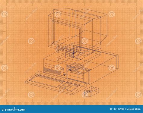Computer Retro Blueprint Stock Photo Image Of Industrial 117117908