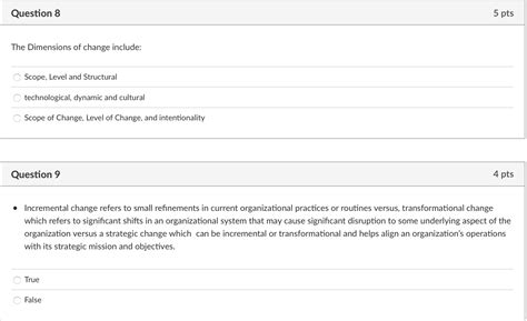 Solved The Dimensions Of Change Include Scope Level And Chegg Com