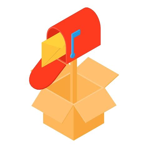 Premium Vector Mail Delivery Icon Isometric Vector Open Red Mailbox With Letter Cardboard Box