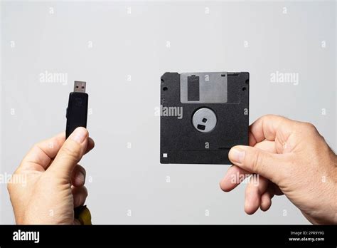 A Floppy Disk And A USB Key Stock Photo Alamy