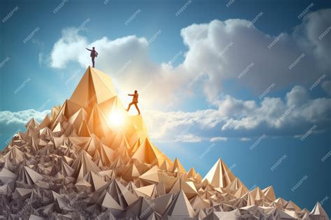 Premium Photo Origami Paper Art Pursuing Excellence And Aspiring To Greatness Or Climbing