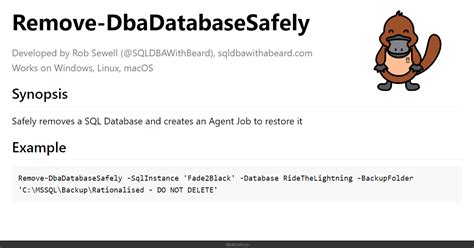 Dbatools Docs Remove Dbadatabasesafely