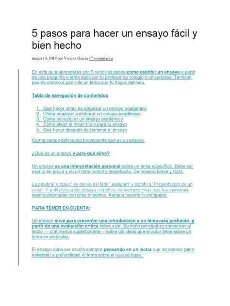 Pasos Para Realizar Un Ensayo Pasos Realizar Un Ensay