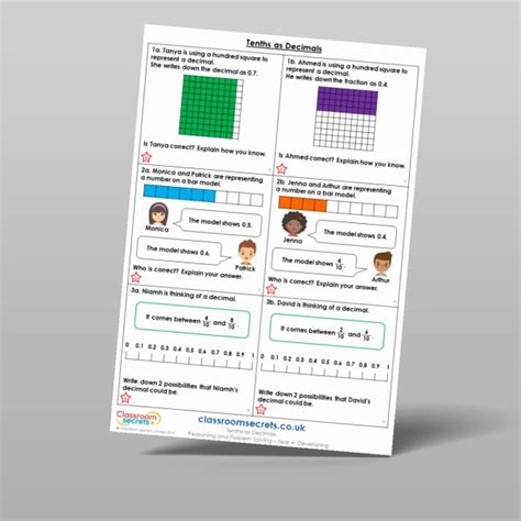 year 4 tenths as decimals reasoning and problem solving resource