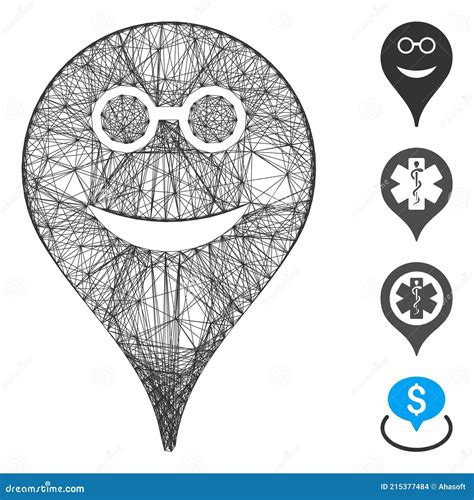 Linear Spectacles Smiley Map Marker Vector Mesh Stock Vector Illustration Of Expression
