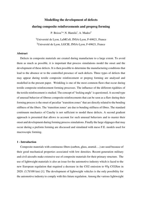 Pdf Modelling The Development Of Defects During Composite Reinforcements And Prepreg Forming