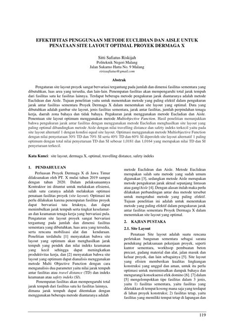 Pdf Efektifitas Penggunaan Metode Euclidian Dan Aisle Untuk Penataan