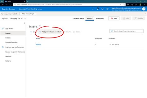 Luis Build Application Microsoft Campus Communityworkshop Shopping List Bot Github Wiki