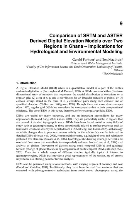 Pdf Comparison Of Srtm And Aster Derived Digital Elevation Models Over Two Regions In Ghana