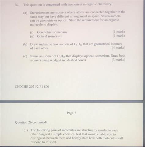 Solved This Question Is Concerned With Isomerism In Chegg