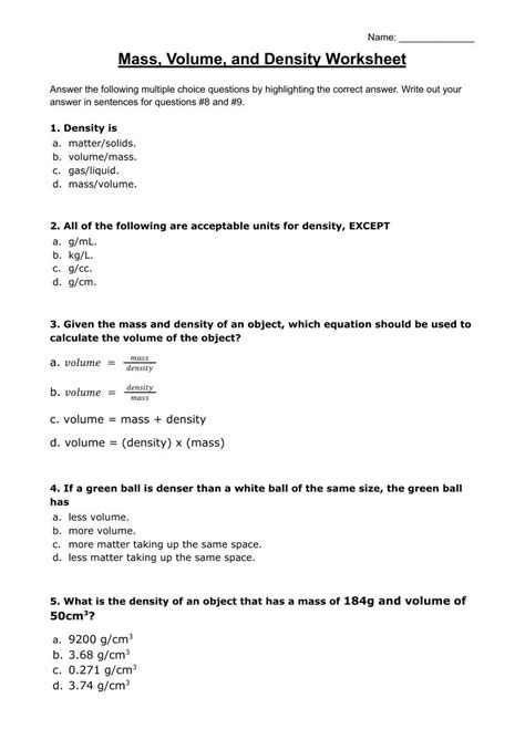Free Density Questions Worksheet Download Free Density Questions Worksheet Png Images Free Free Density Questions Worksheet Download Free Density Questions Worksheet Png Images Free