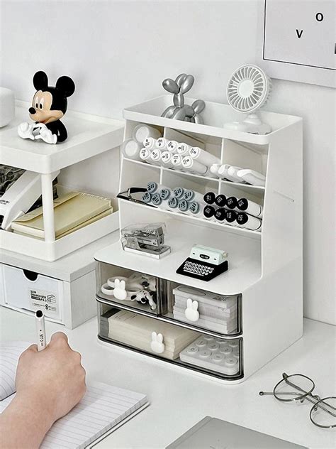 루시아이 💛신상특가💛 토끼 포인트 멀티 정리함 데스크 정리 책상 다용도 수납함 필기구 학용품 보관 서랍장 문구 보관함 데스크테리어 사무실 화장품 화장대 립스틱 브러쉬