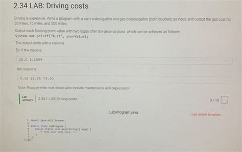 Solved LAB Driving Costs Driving Is Expensive Writ Chegg Com