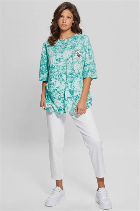 Женская голубая футболка Guess X Brandalised Guess W3ri54 K9rm3 F8dy — Ultrashop