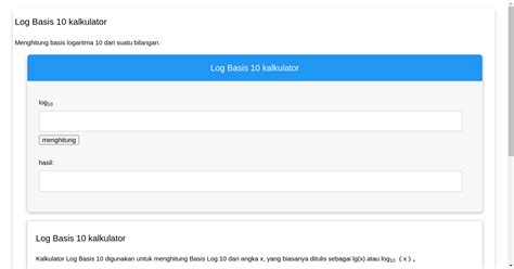 log basis 10 kalkulator