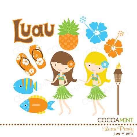 Luau Party Clipart Tropical Hula Dancers And Festive Elements 2369190