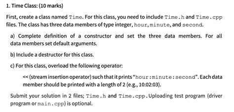 Solved 1 Time Class 10 Marks First Create A Class Named