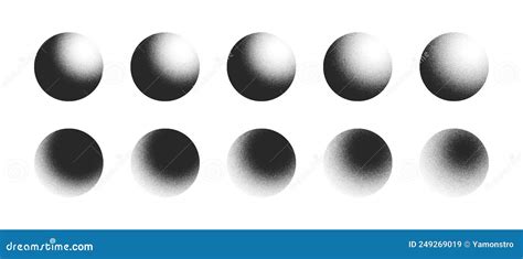 various degree black noise sphere figures vector set isolated on white