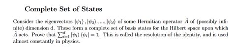 Solved Complete Set Of States Consider The Eigenvectors Chegg