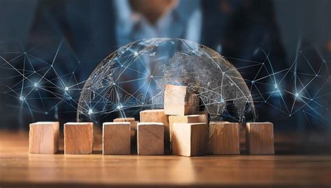 Wooden Blocks Communication Connectivity Strategies Logistics Information Networks Global