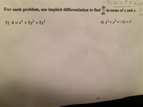 Solved For Each Problem Use Implicit Differentiation To