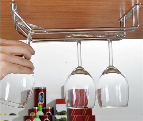 Under Cabinet Chrome Wire Wine Glass Hanger Rack Stemware Rack Wine