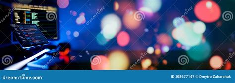 Running Computer Data Programming Coding Script Text On Screen Notebook Closeup Photo Stock