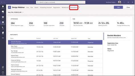 view and download a webinar attendance report in microsoft teams