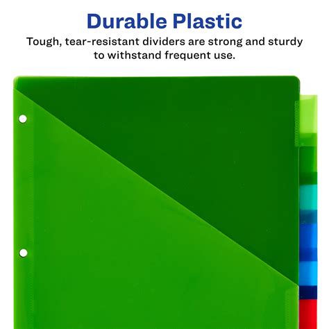 AveryÂ® 8 Tab Plastic Binder Dividers Big Tabâ„¢ Insertable Divider