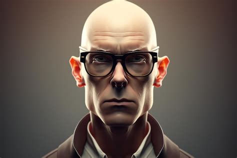 Premium Ai Image A Bald Man With Glasses And A Brown Jacket Ai Generated Artwork