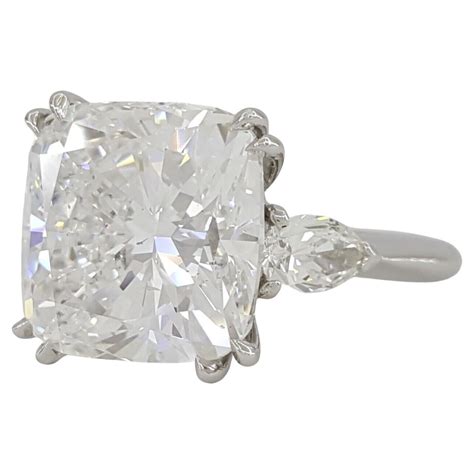 Gia Certified 9 Carat D Color Cushion Cut Diamond Platinum Ring For