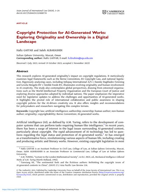 Copyright Protection For Ai Generated Works Exploring Originality And